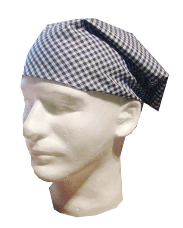 Adjustable Chef Head Wrap with Blue Plaids Design – Tasteful Style Attire